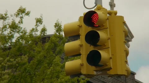 Brooklyn traffic signal blowing in the w... | Stock Video | Pond5
