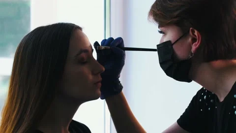Brow master draws a markup on the eyebro... | Stock Video | Pond5