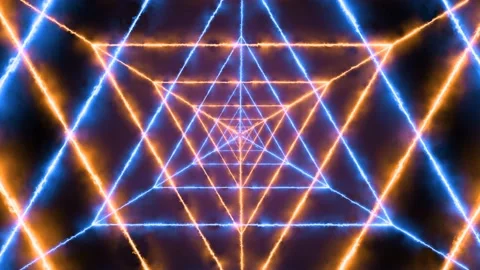 Brown blue color fire triangle tunnel an... | Stock Video | Pond5