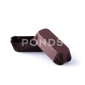 Brown eclairs paper forms isolated over white background Stock Photo ...