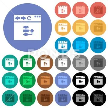 Browser flow chart round flat multi colored icons ~ Clip Art #151853339