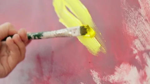 Brush drawing curved line with acrylic p... | Stock Video | Pond5