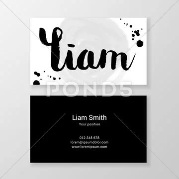 Brushed letter Liam name hand written business card template: Royalty ...