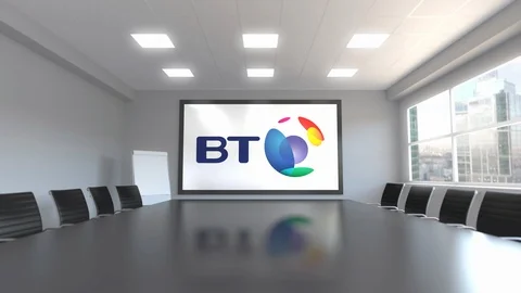 BT Group logo on the screen in a meeting... | Stock Video | Pond5