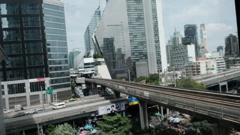 BTS Skytrain Phloen Chit station c Sukhu... | Stock Video | Pond5