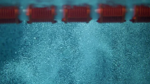 Bubbles in the pool under water. Slow mo... | Stock Video | Pond5