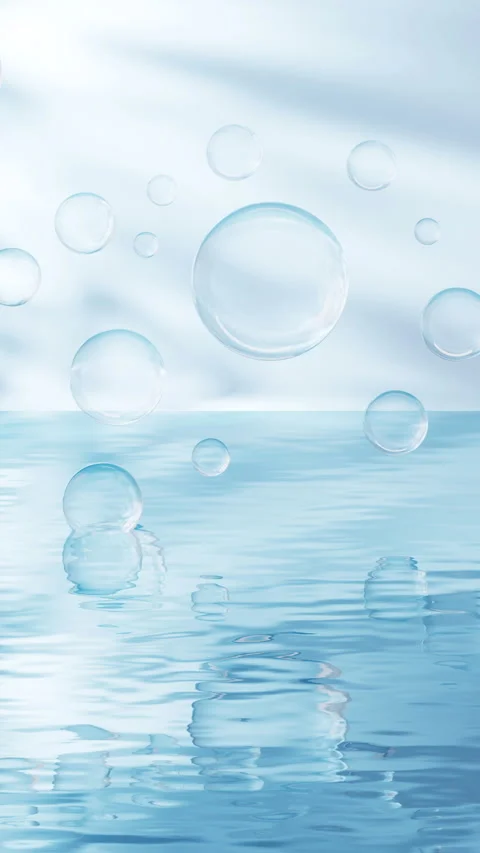 Bubbles on the water surface, 3d renderi... | Stock Video | Pond5