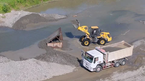 Bucket wheel loader grading sand and gra... | Stock Video | Pond5