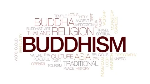 Buddhism animated word cloud, text desig... | Stock Video | Pond5
