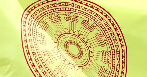 Buddhist flag with Dharmachakra symbol w... | Stock Video | Pond5