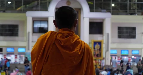 Buddhist monk from the back with traditi... | Stock Video | Pond5