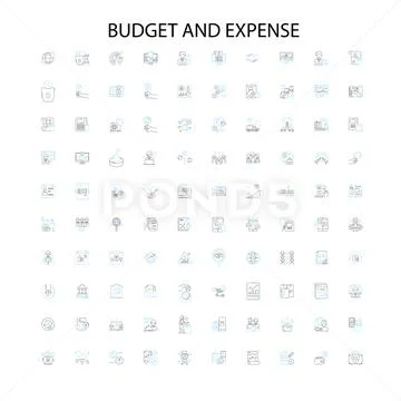 Budget and expense icons, signs, outline symbols, concept linear ...