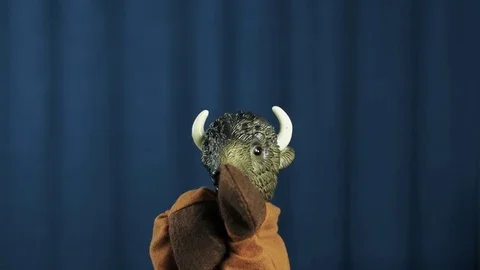 Buffalo hand puppet rub crossed arms and... | Stock Video | Pond5