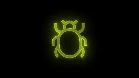 Bug symbol stroke icon glowing neon yell... | Stock Video | Pond5