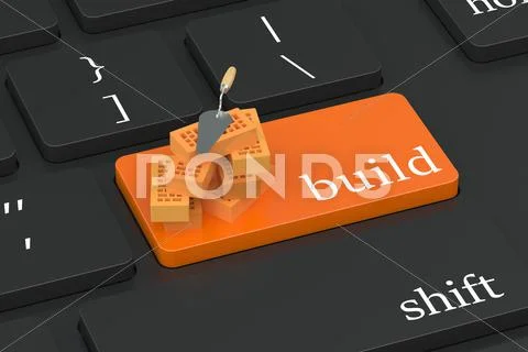Build concept on keyboard button ~ Clip Art #67900903