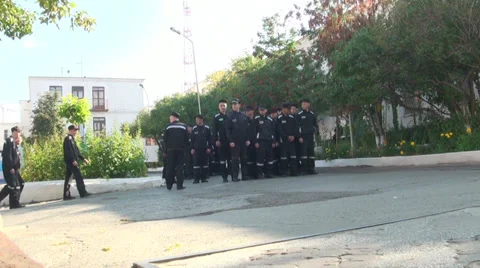 Build prisoners in the prison yard. | Stock Video | Pond5