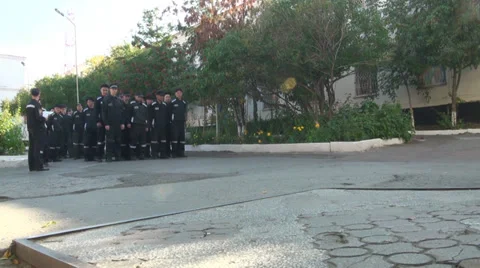 Build prisoners in the prison yard. The ... | Stock Video | Pond5