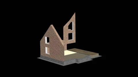 Build structure. House 3D animation bein... | Stock Video | Pond5