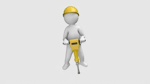 Builder stickman with jackhammer - 3d re... | Stock Video | Pond5