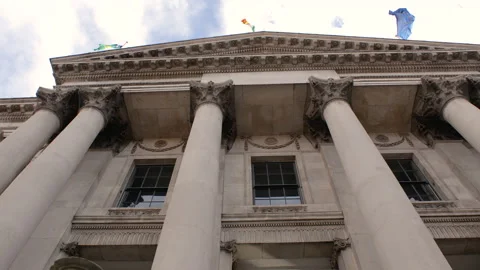 Building With Big Columns In Front, Arch... | Stock Video | Pond5