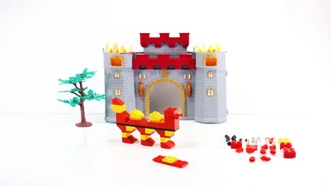 Building bricks dragon toy - Stop motion | Stock Video | Pond5