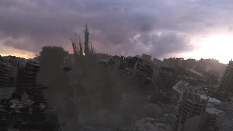 building collapsing after earthquake, 3d... | Stock Video | Pond5