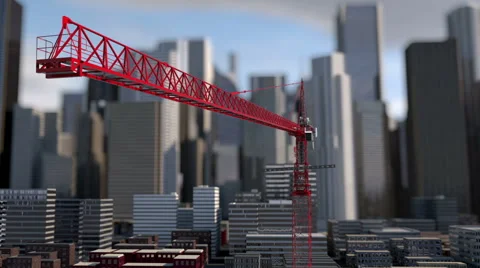 Building crane animation,city background... | Stock Video | Pond5