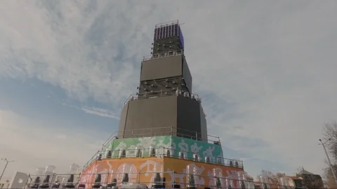 Building main stage and tower of Plovdiv... | Stock Video | Pond5