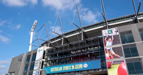 Building of MCG and the entrance of Aust... | Stock Video | Pond5