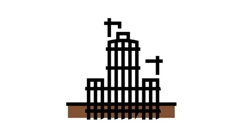 building skyscraper skeleton color icon ... | Stock Video | Pond5