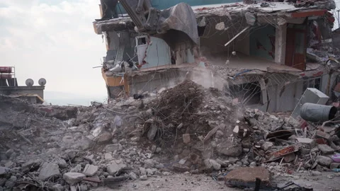 Buildings destroyed in the earthquake. N... | Stock Video | Pond5