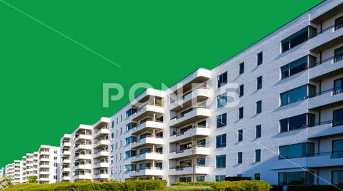 Buildings green screen background ~ Premium Photo #150781374