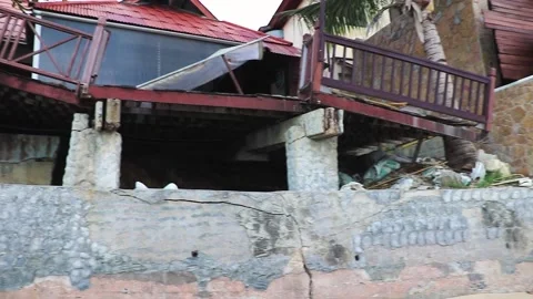 Buildings house bar restaurant destroyed... | Stock Video | Pond5