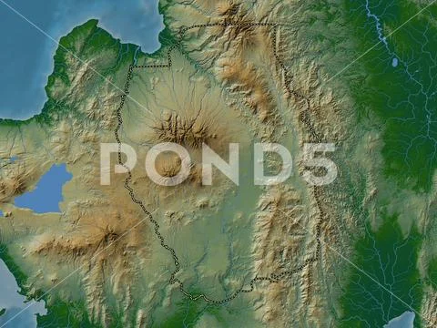 Bukidnon, Philippines. Colored elevation map with lakes and rivers ...