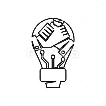 Bulb Hand Commitment Teamwork Together Outline Logo: Graphic #115756197