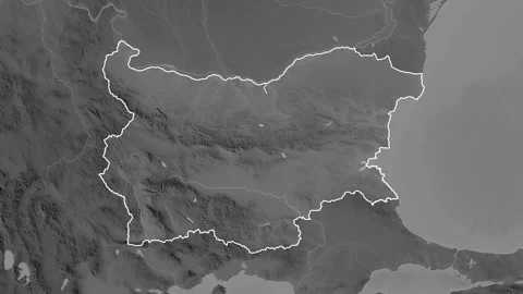 Bulgaria map - solid. Regions. Grayscale... | Stock Video | Pond5