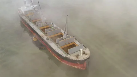 Bulk Aquila bulk carrier is loaded by co... | Stock Video | Pond5