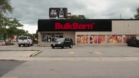 bulk barn store entrance wide shot with ... | Stock Video | Pond5