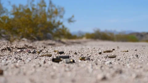 Bullet shell casings lying on the ground... | Stock Video | Pond5