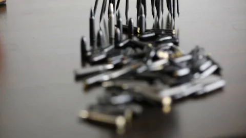 Bullets beauty 2.23 9mm 5.56 caliber. si... | Stock Video | Pond5