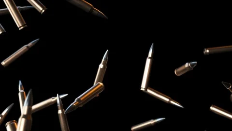 Bullets Falling on Black with Luma Matte... | Stock Video | Pond5