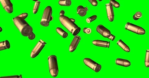 bullets falling green screen | Stock Video | Pond5