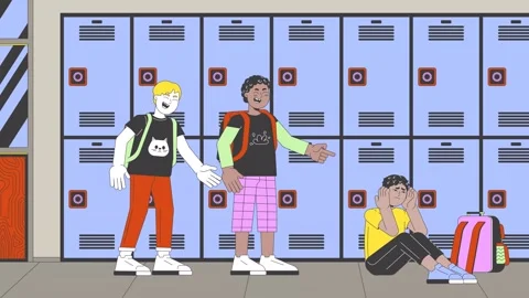 Bullying in elementary school cartoon an... | Stock Video | Pond5