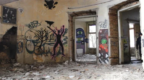 Bum ghetto house with a graffiti and bum | Stock Video | Pond5