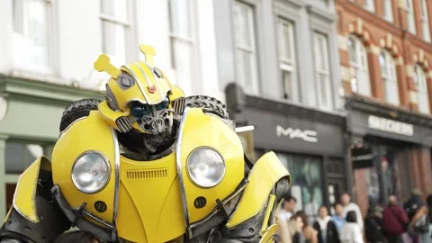 Bumblebee Transformers Suit Performer | Stock Video | Pond5