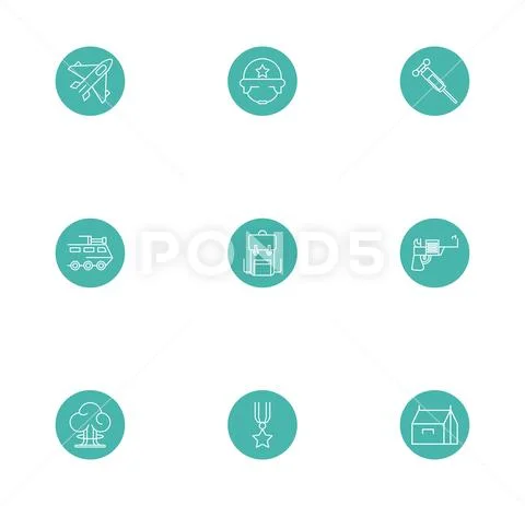 Bundle of military line block style icons ~ Clip Art #124559151