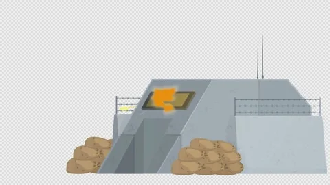 Bunker. Animation of shooting from a mil... | Stock Video | Pond5