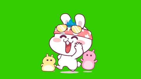 Bunny Dance with Friends - Green Screen | Stock Video | Pond5