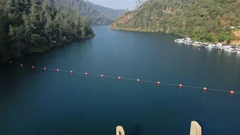 Buoys On Rope Floating At Lake Clementin... | Stock Video | Pond5