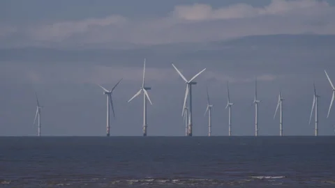 Burbo Bank Offshore Wind Farm seen from ... | Stock Video | Pond5